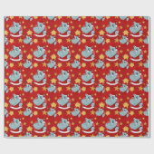 Christmas hippo cartoon wrapping paper | Zazzle