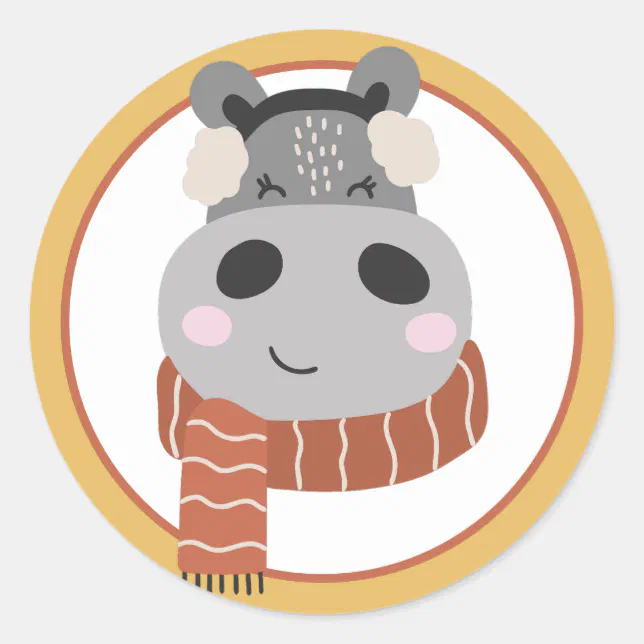 Christmas Hippo Classic Round Sticker | Zazzle