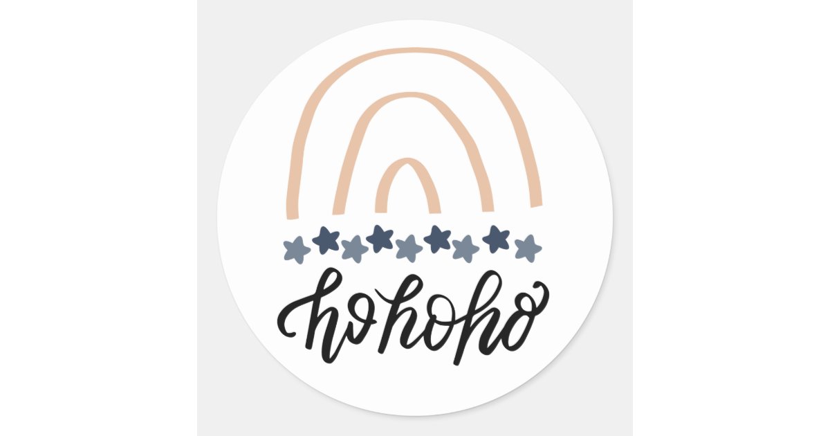 Christmas Ho Ho Ho Boho Rainbow Classic Round Sticker | Zazzle