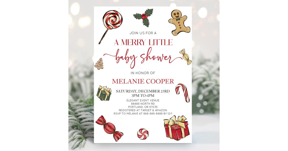 Christmas Holiday A Merry Little Baby Shower Invitation | Zazzle