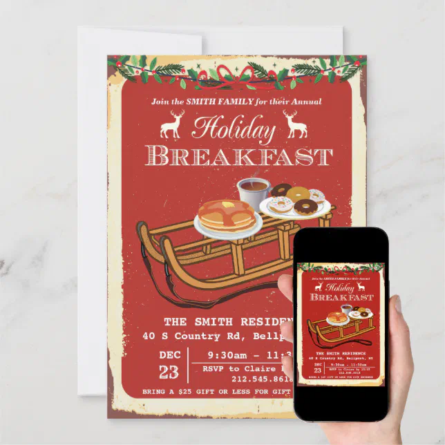 Christmas Holiday Breakfast Invitation | Zazzle