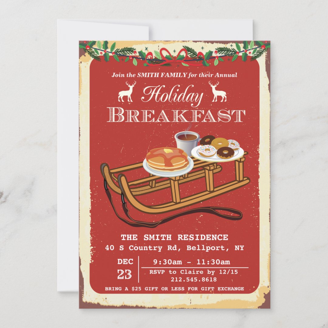 Christmas Holiday Breakfast Invitation | Zazzle