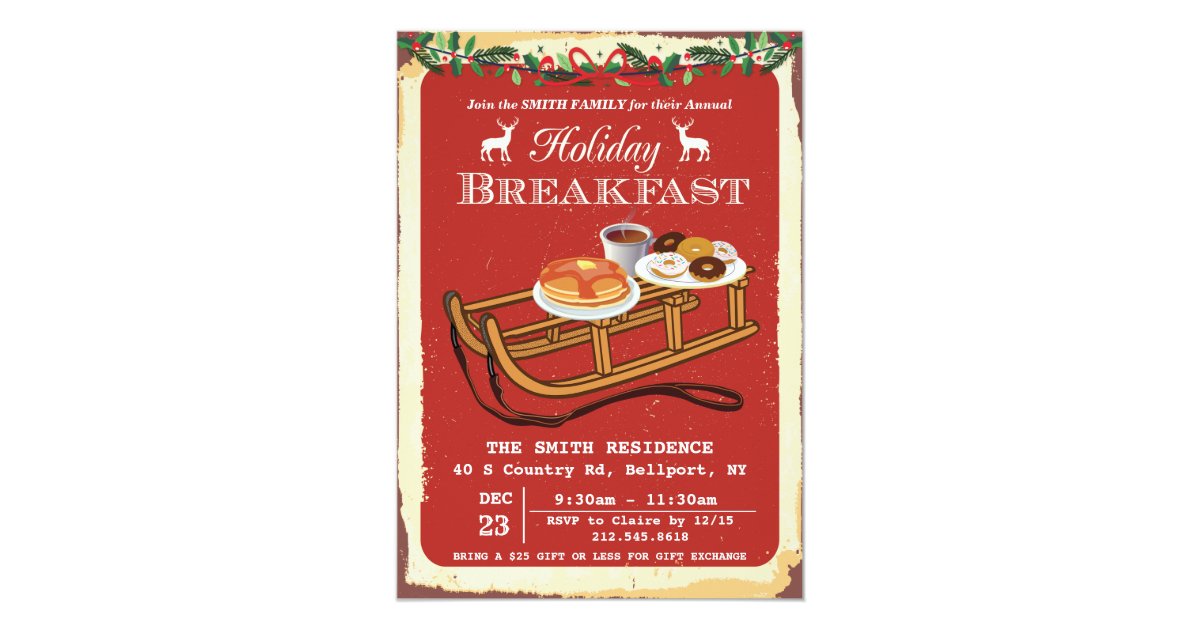 Christmas Holiday Breakfast Invitation | Zazzle.com