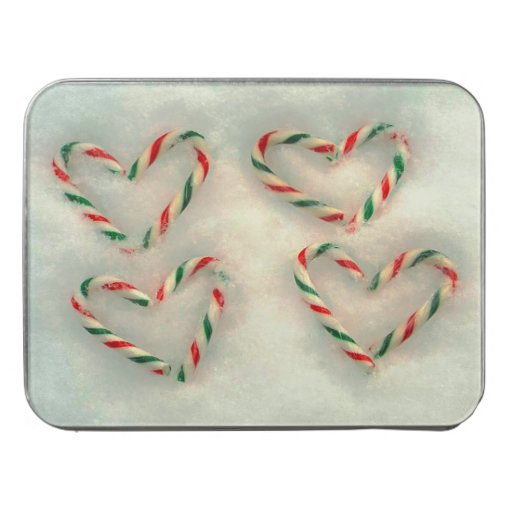 Christmas Holiday Candy Cane Hearts On Real Snow. Jigsaw Puzzle | Zazzle