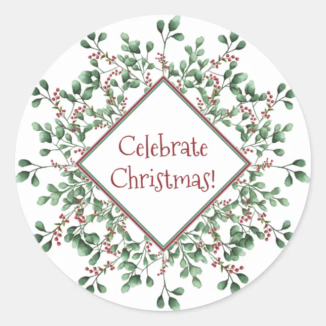 Christmas Holiday Celebration - Classic Round Sticker | Zazzle