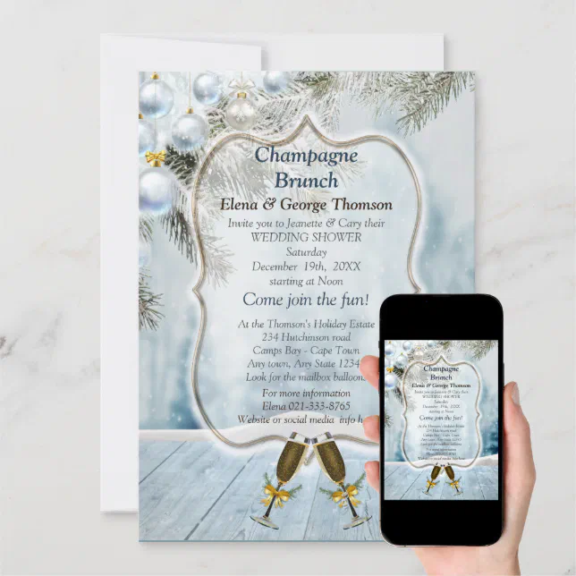 Christmas Holiday Champagne Brunch Invitation | Zazzle