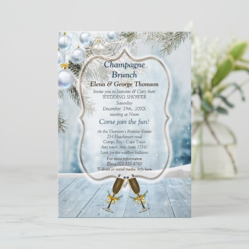 Christmas Holiday Champagne Brunch Invitation | Zazzle