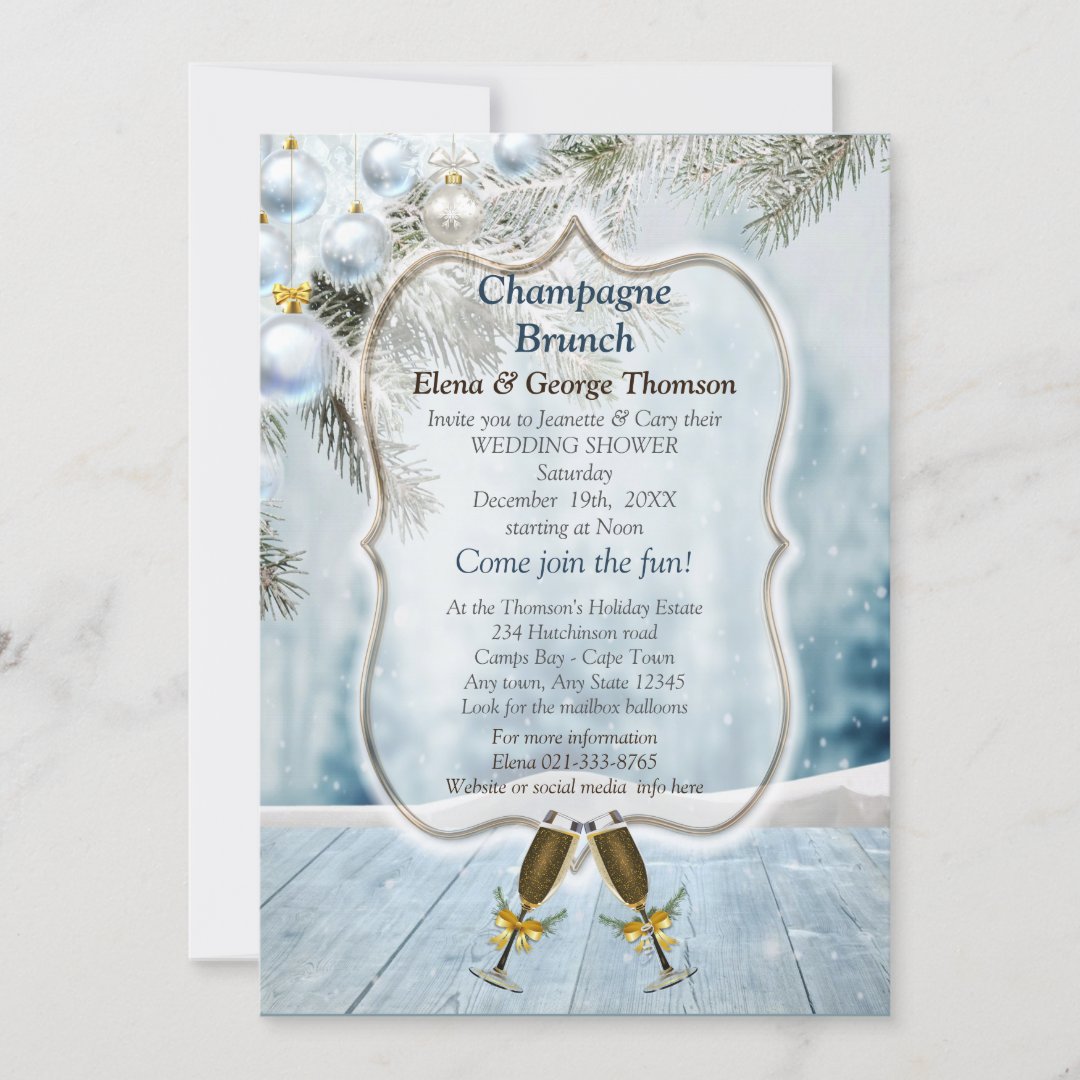 Christmas Holiday Champagne Brunch Invitation | Zazzle