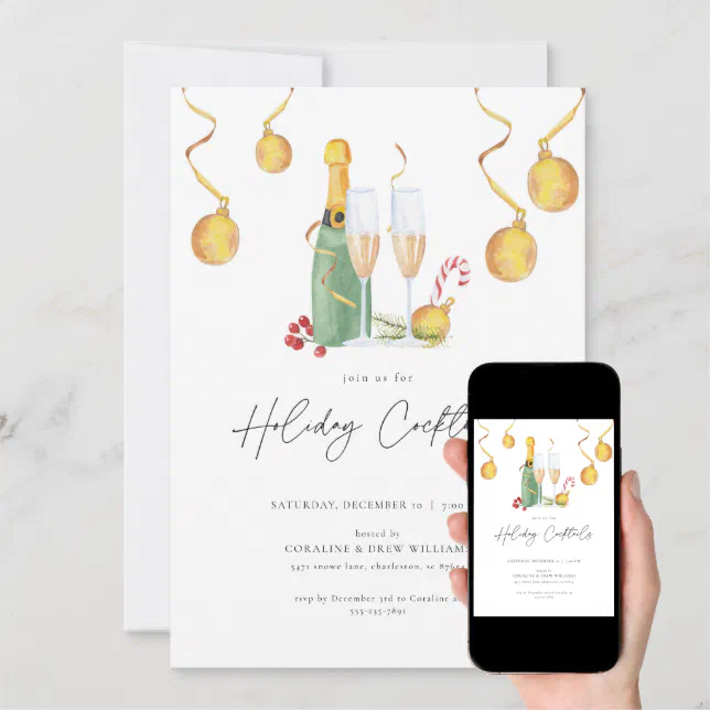 Christmas Holiday Cocktail Party Invitation Adults | Zazzle