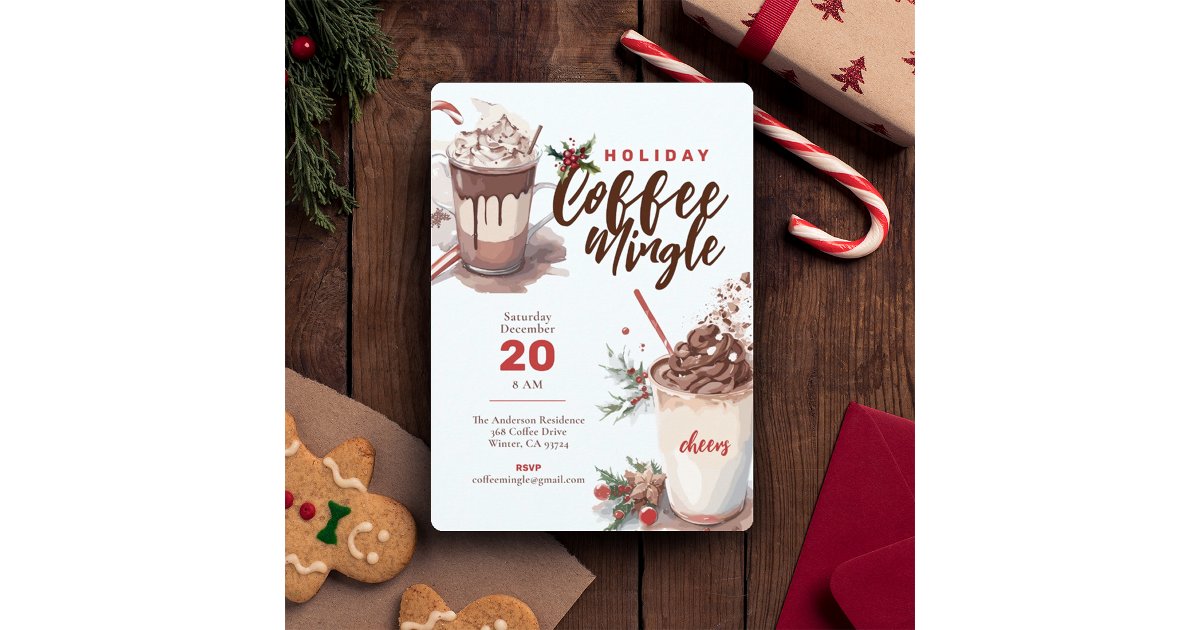 Christmas Holiday Coffee Mingle Party Invitation | Zazzle