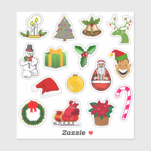 Christmas Holiday Decoration Sticker Set | Zazzle