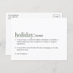 Christmas Holiday Definition Holiday Postcard | Zazzle