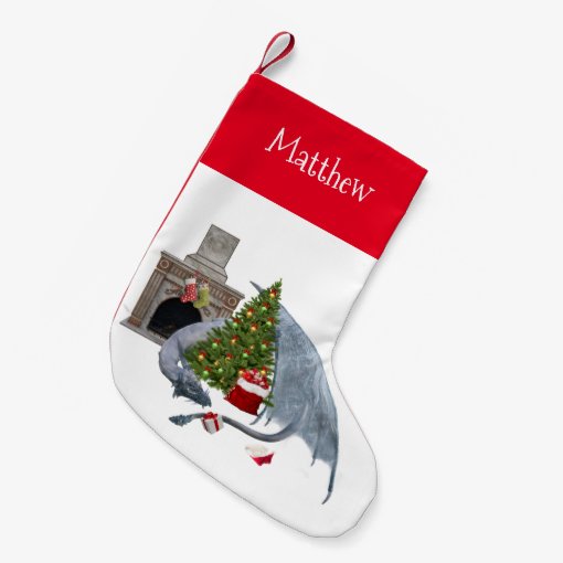 Christmas Holiday Dragon Personalized Small Christmas Stocking | Zazzle