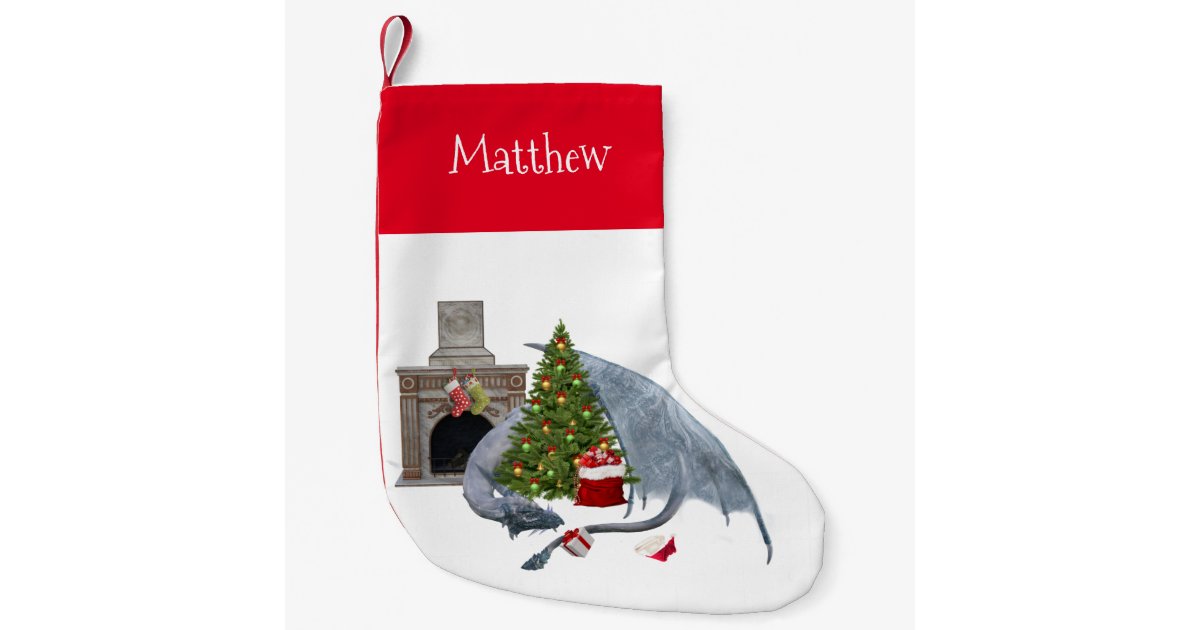 Christmas Holiday Dragon Personalized Small Christmas Stocking | Zazzle