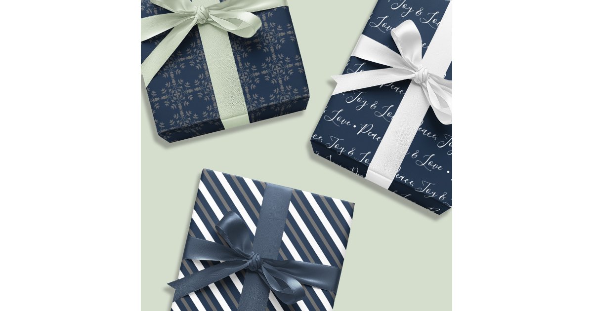 Christmas Holiday Elegant Classic Navy Blue Wrapping Paper Sheets | Zazzle
