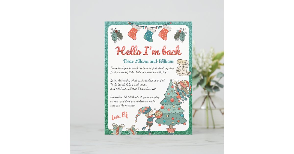 Christmas Holiday Elf Return Letter Invitation | Zazzle