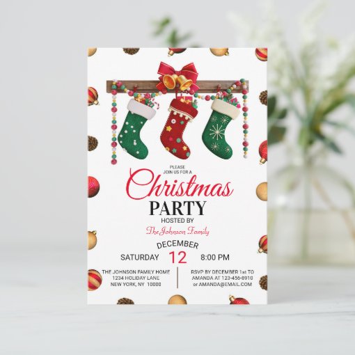 Christmas Holiday Family Party Invitation | Zazzle