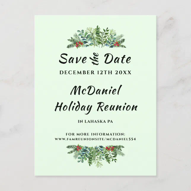 Christmas Holiday Family Reunion Save the Date Announcement Postcard ...