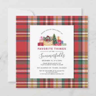 Christmas Holiday Favorite Things Festive Party Invitation | Zazzle