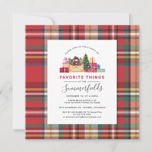 Christmas Holiday Favorite Things Festive Party Invitation | Zazzle