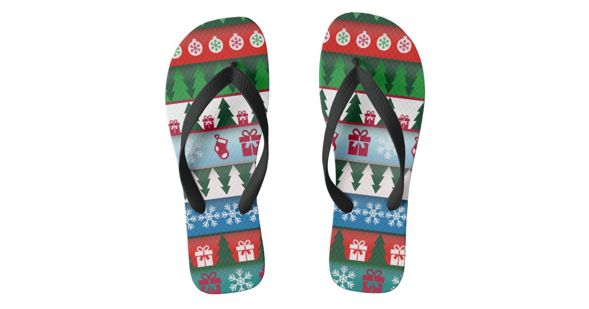 Christmas Holiday Festive Flip Flops | Zazzle