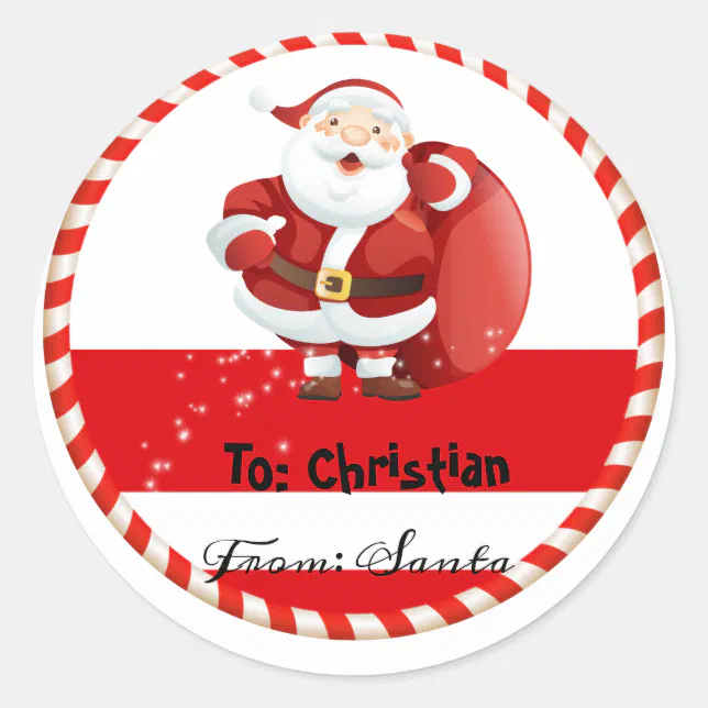 Christmas Holiday From Santa To Classic Round Sticker | Zazzle