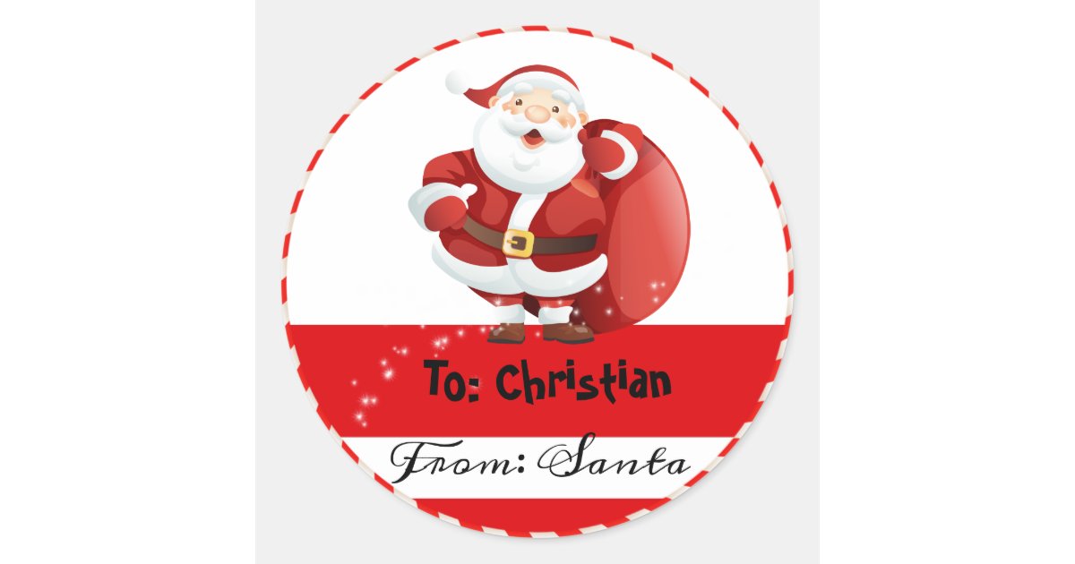 Christmas Holiday From Santa To Classic Round Sticker | Zazzle
