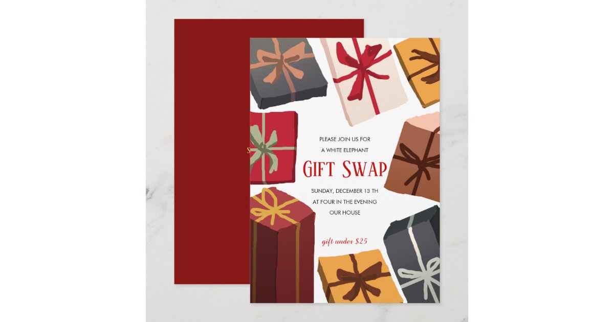 Christmas Holiday Gift Exchange Swap Invitation | Zazzle