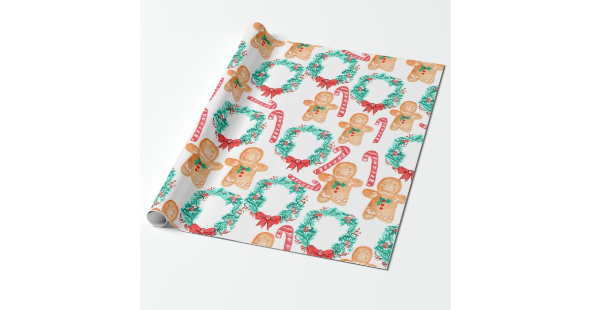 Christmas holiday gingerbread wrapping paper | Zazzle