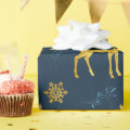 Christmas Holiday - Gold Deer on Navy Background Wrapping Paper | Zazzle