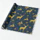 Christmas Holiday - Gold Deer on Navy Background Wrapping Paper | Zazzle