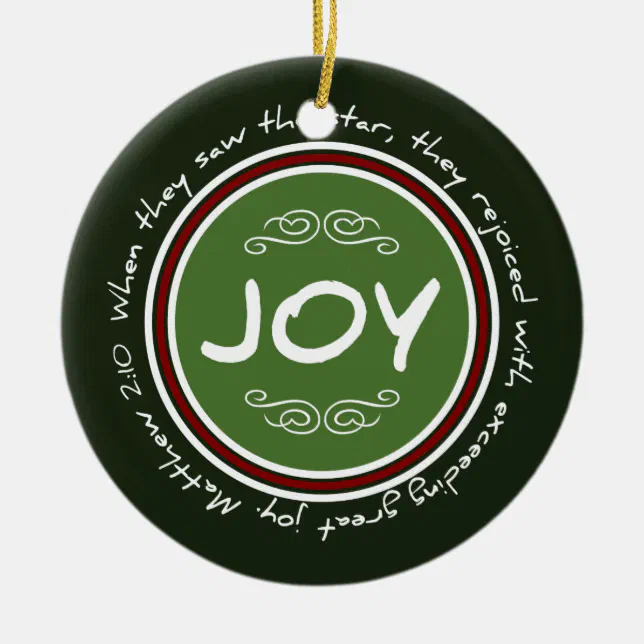 Christmas Holiday Joy Bible Verse Round Ornament | Zazzle