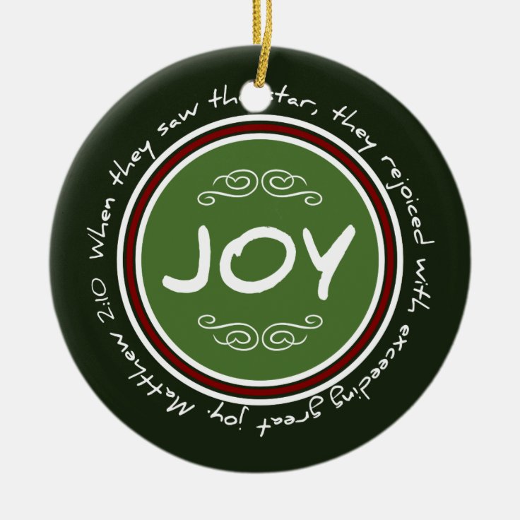 Christmas Holiday Joy Bible Verse Round Ornament | Zazzle