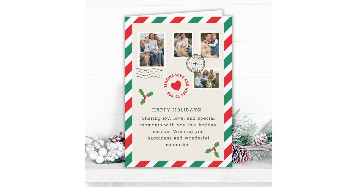 Christmas Holiday Letter Family Photo Folded Card | Zazzle