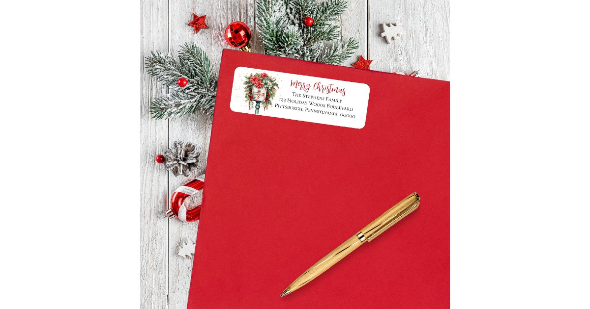 Christmas Holiday Mailbox Floral Monogram Label | Zazzle