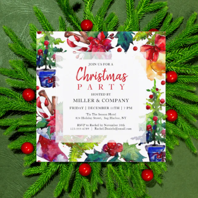 Christmas Holiday Modern Corporate Christmas Party Invitation | Zazzle