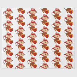 Christmas Holiday monkey tiled party wrap Wrapping Paper | Zazzle