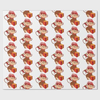 Christmas Holiday monkey tiled party wrap Wrapping Paper | Zazzle