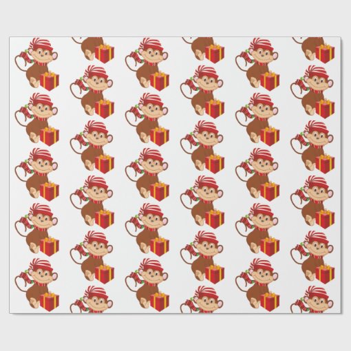 Christmas Holiday monkey tiled party wrap Wrapping Paper | Zazzle