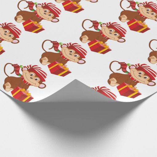 Christmas Holiday monkey tiled party wrap Wrapping Paper | Zazzle