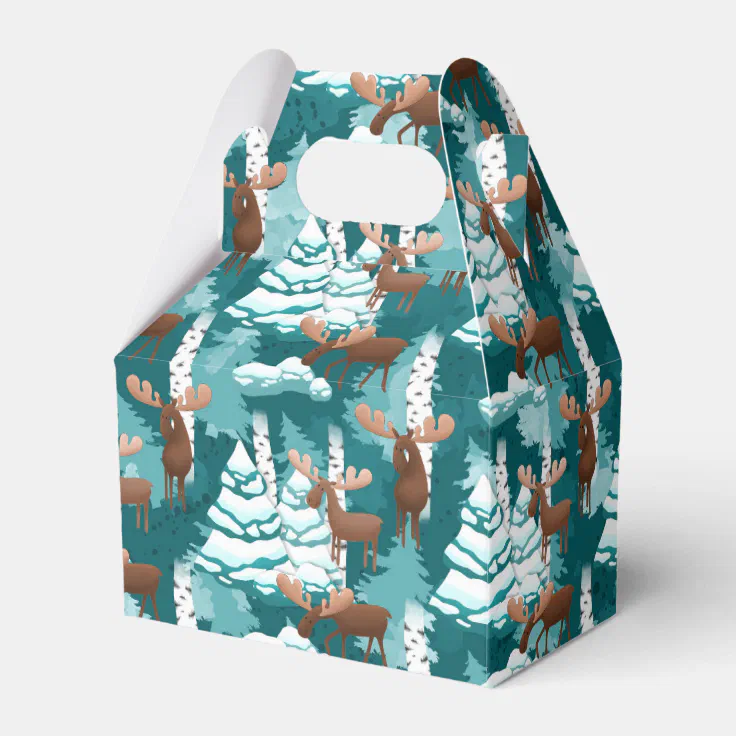 Christmas Holiday Moose party favor box | Zazzle