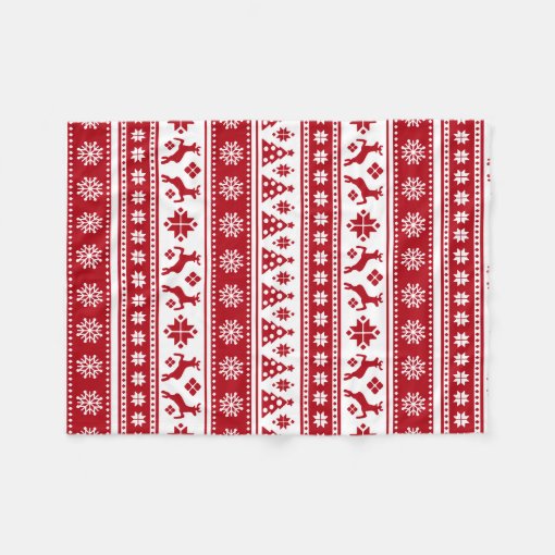 Christmas Holiday Nordic Pattern Cozy Fleece Blanket | Zazzle