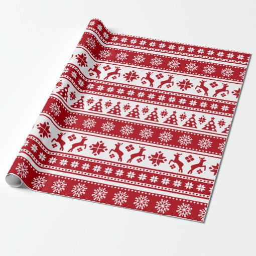 Christmas Holiday Nordic Pattern Cozy Wrapping Paper | Zazzle