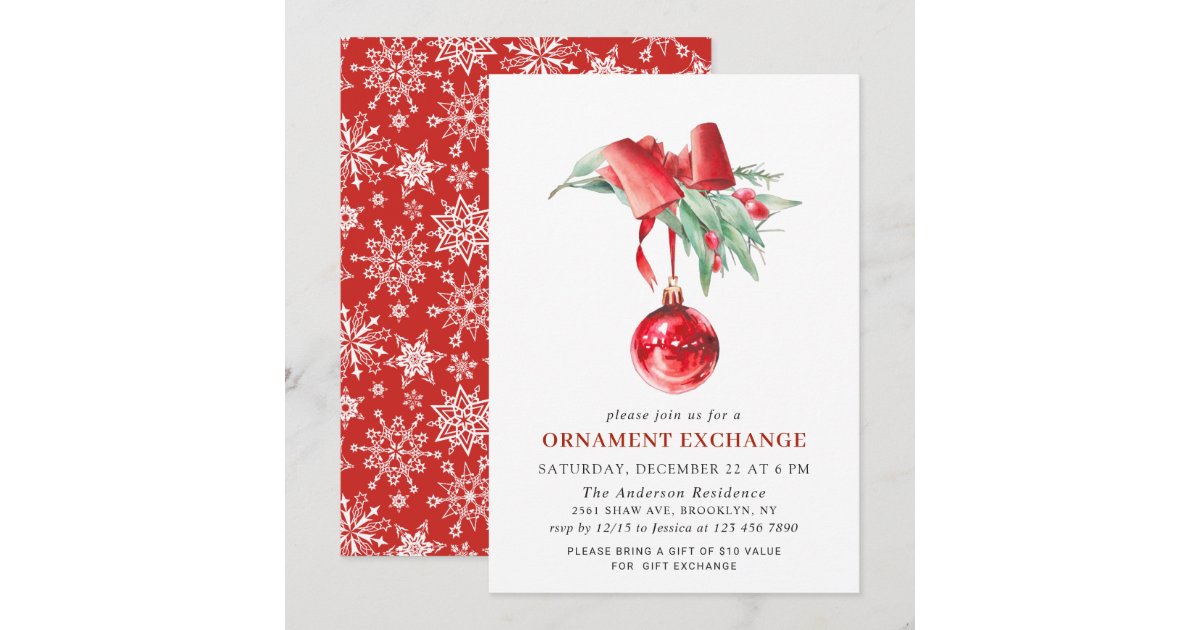 Christmas Holiday Ornament Exchange Party Invitation | Zazzle