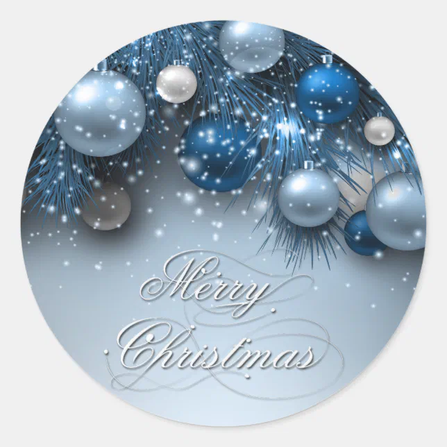Christmas Holiday Ornaments - Blues Classic Round Sticker | Zazzle