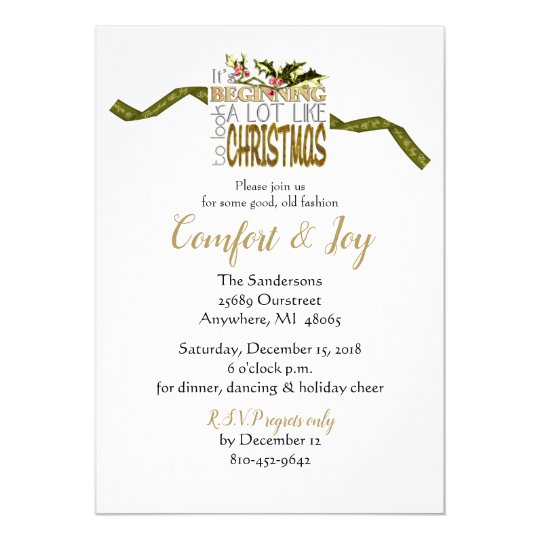 Christmas Holiday Party Comfort and Joy Invitation | Zazzle.com