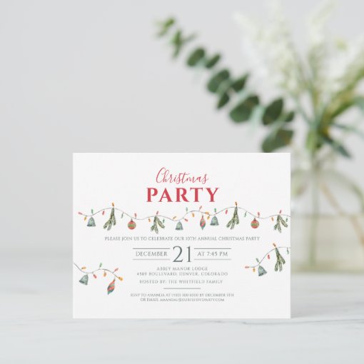 Christmas Holiday Party Modern Minimalist Invitation Postcard | Zazzle