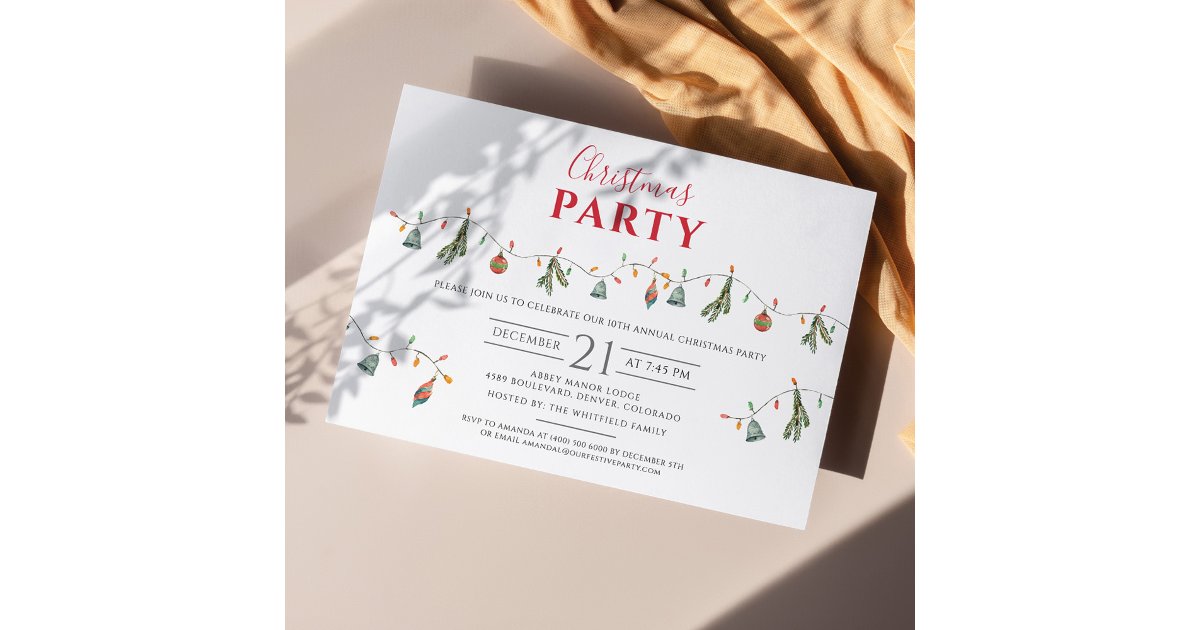 Christmas Holiday Party Modern Rustic Minimalist Invitation Postcard ...