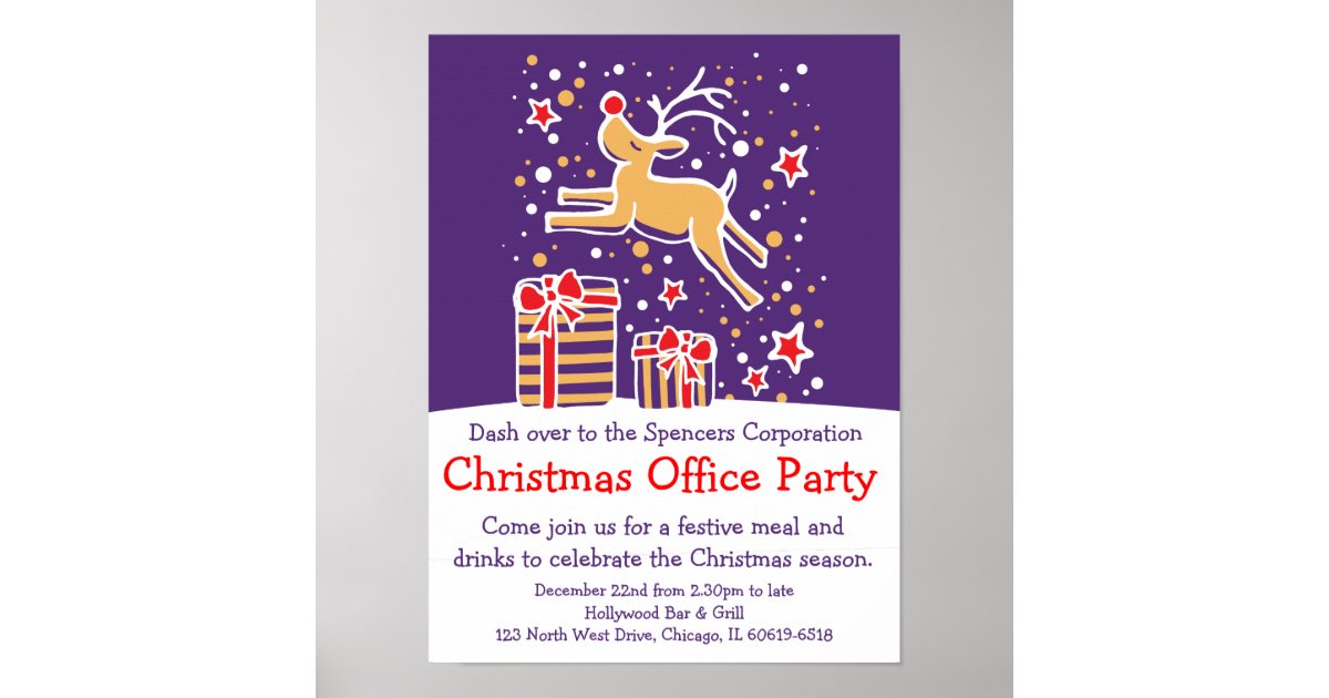 Christmas holiday party office poster | Zazzle