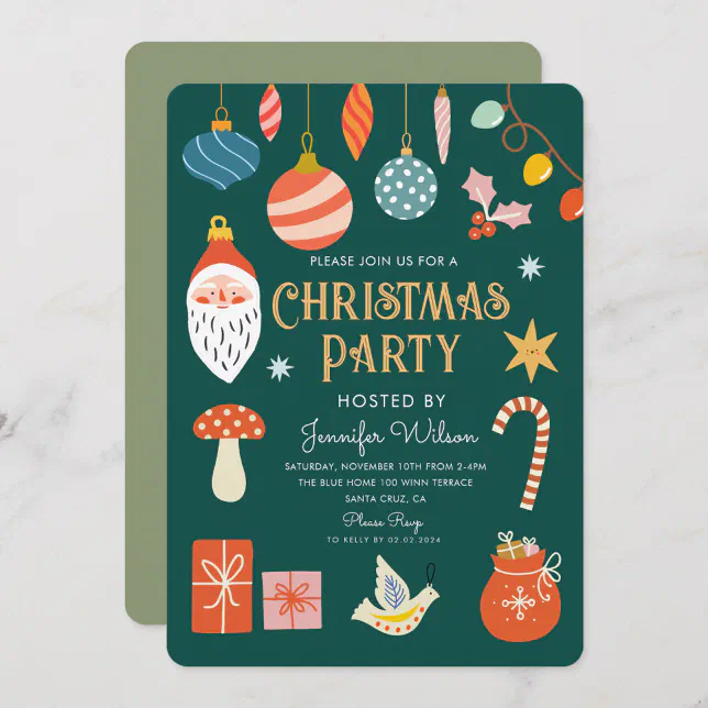 Christmas Holiday Party Ornament & Lights Invitation | Zazzle